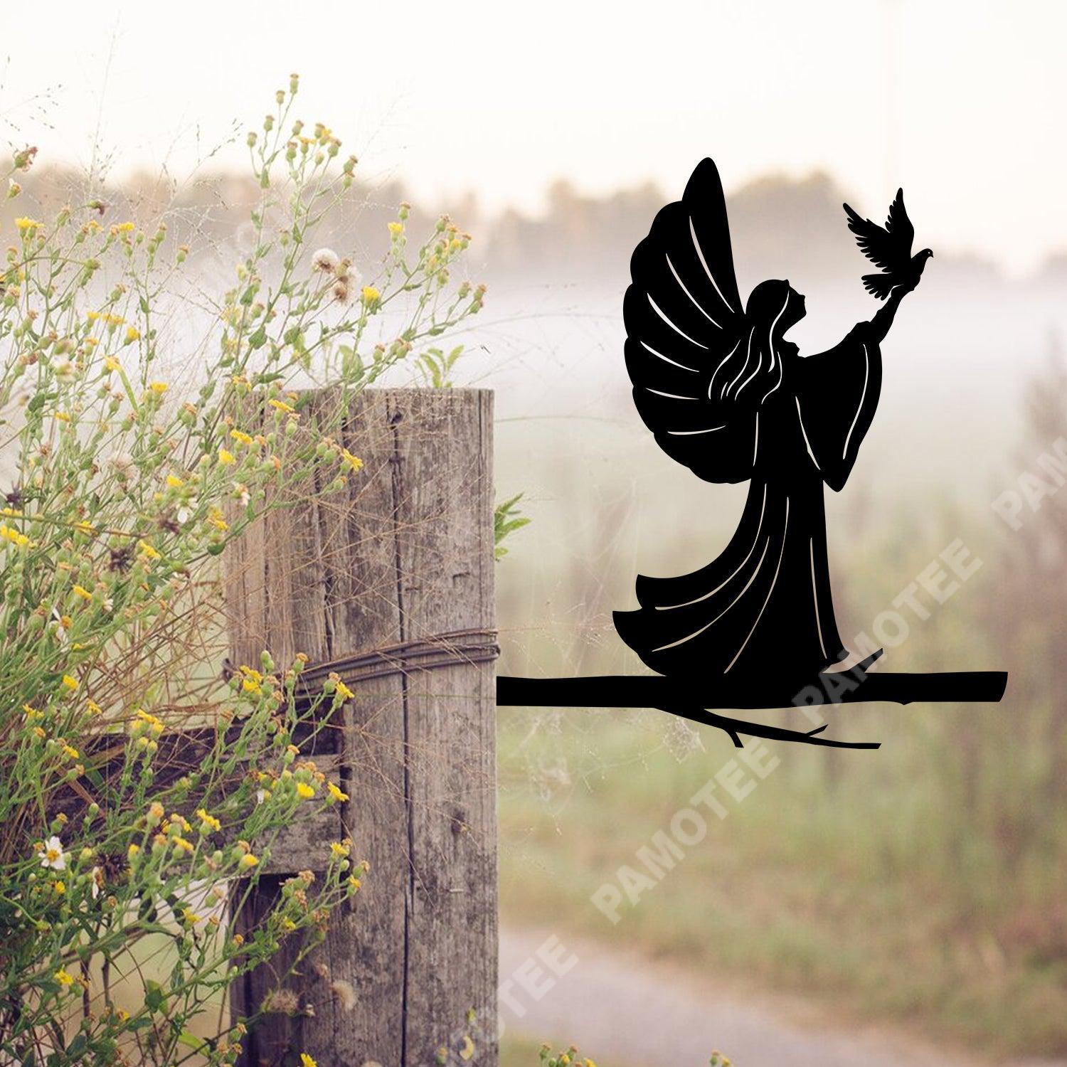 Angel Tree Stake, Tree Metal Sign, Outdoor Decor | Nalaprint