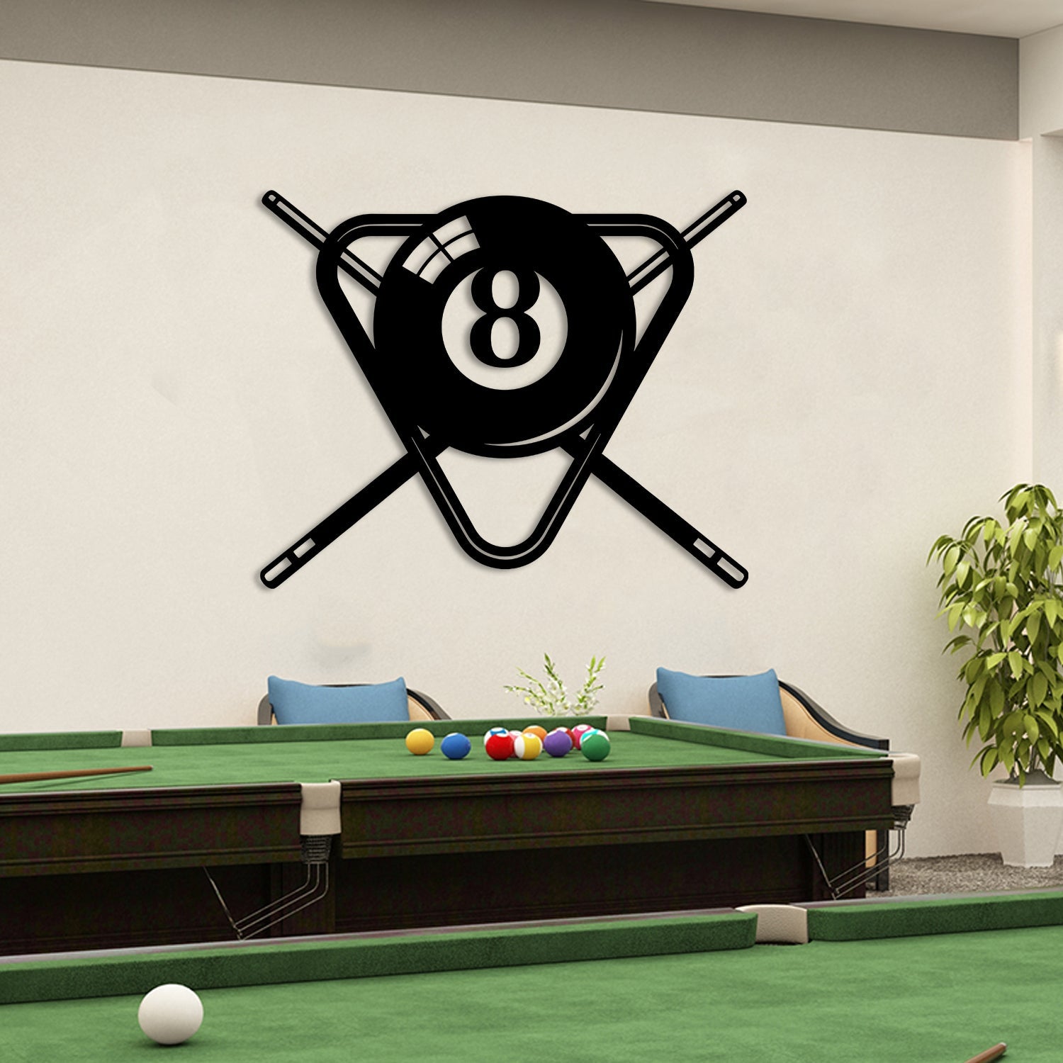 Billards Eight Ball Metal Art, Billards Room Wall Hanging | Nalaprint