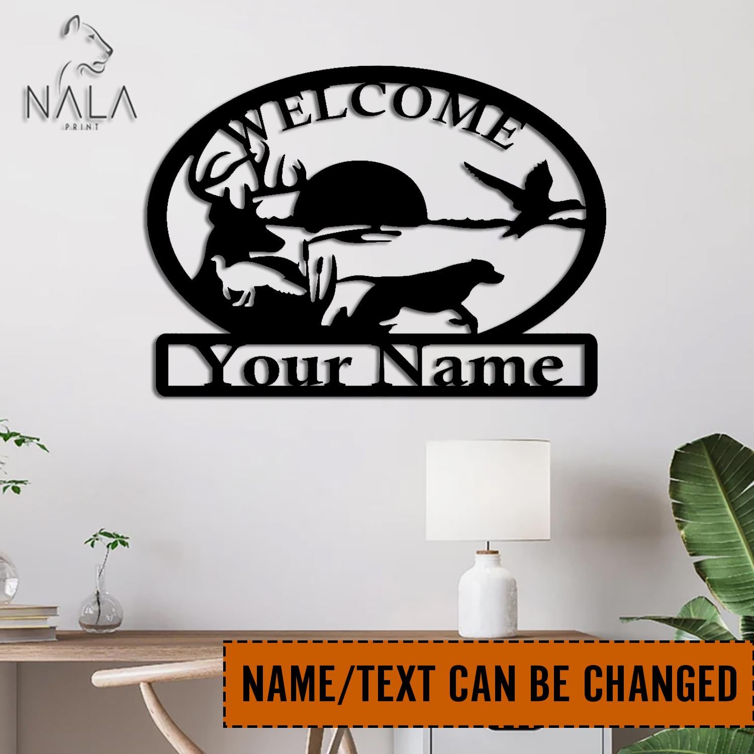 Personalized Wildlife Scene Welcome Metal Sign, Custom Name Wall Decor ...