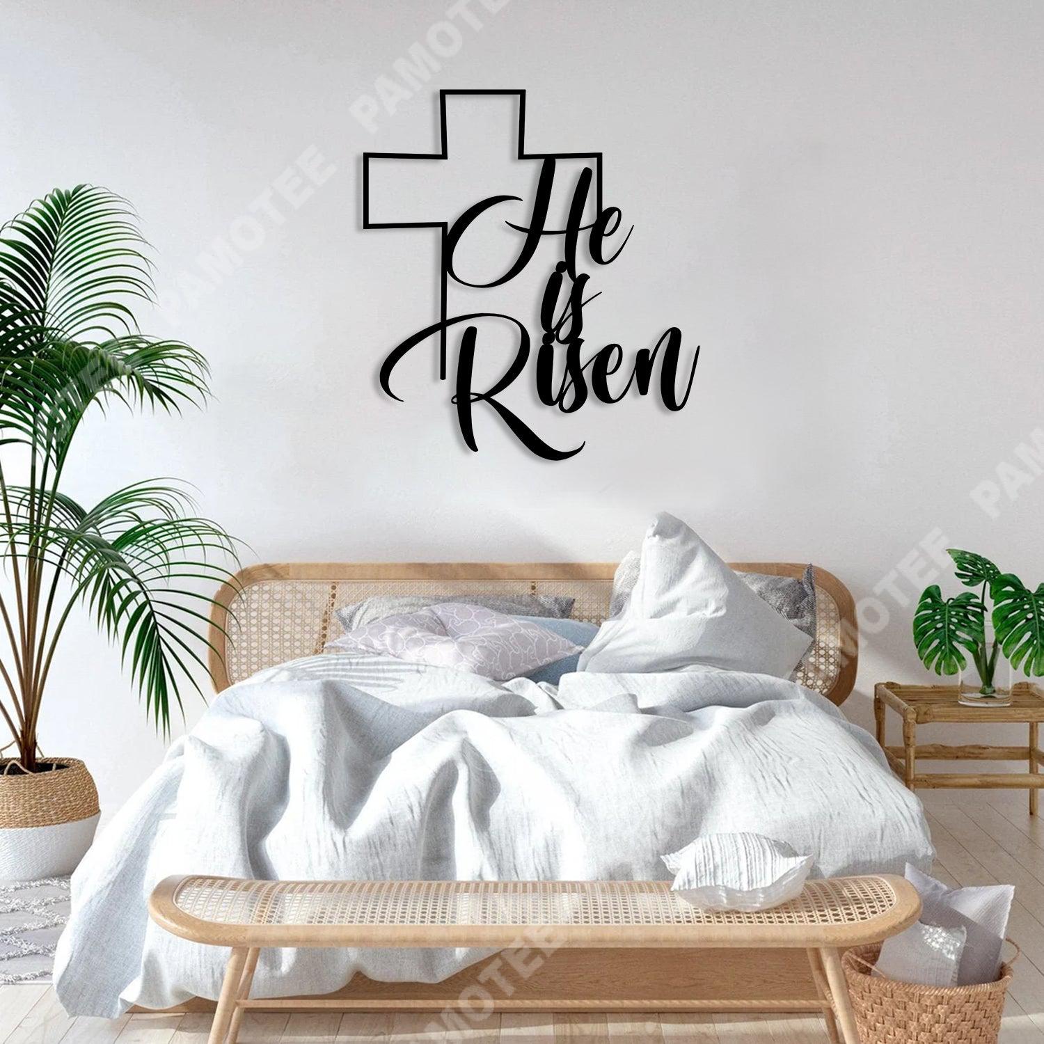 He Is Risen Metal Sign, Jesus Plaque, Gift For God Lovers | Nalaprint
