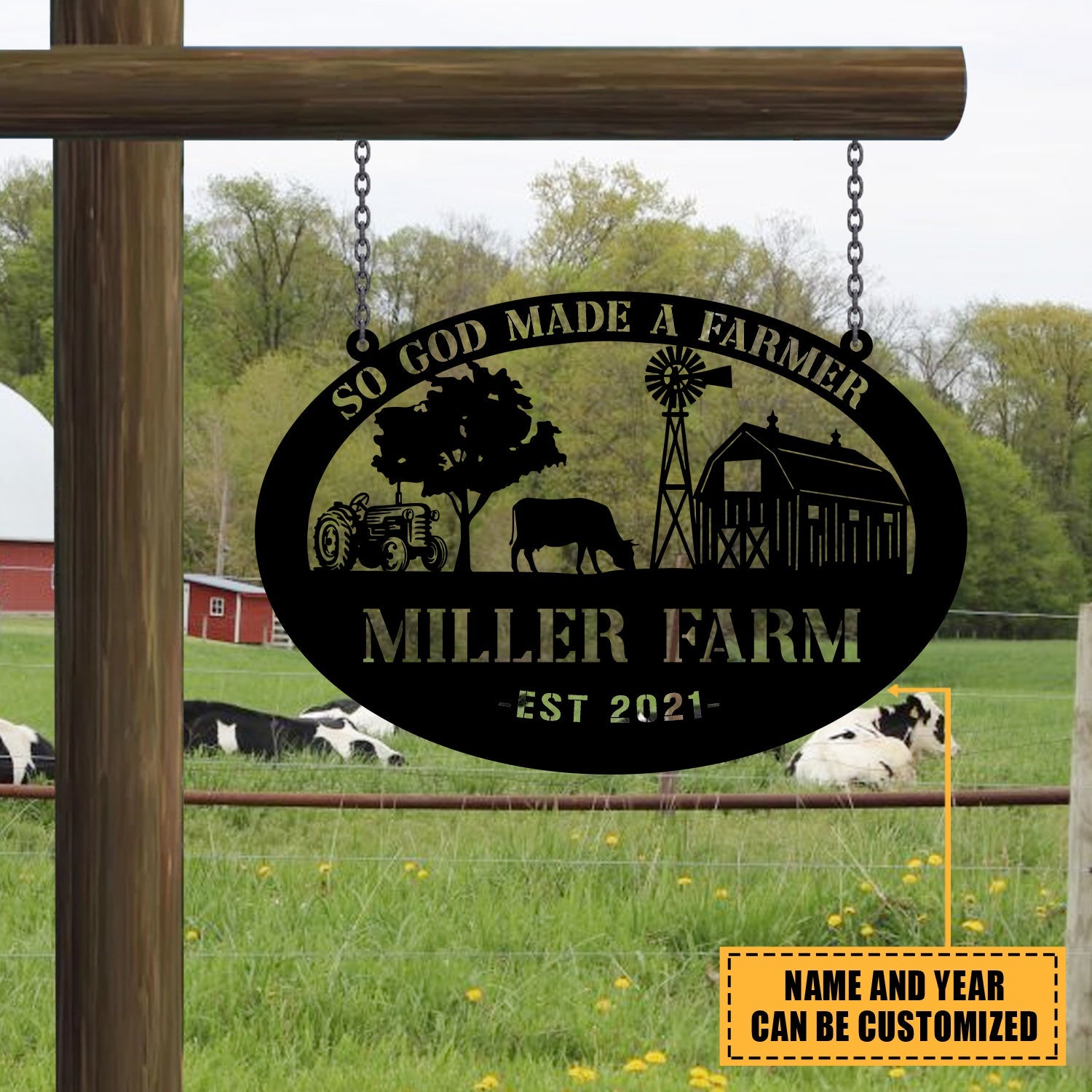 Customized So God Made A Farmer Large Metal Art, Ranch Steel Sign ...