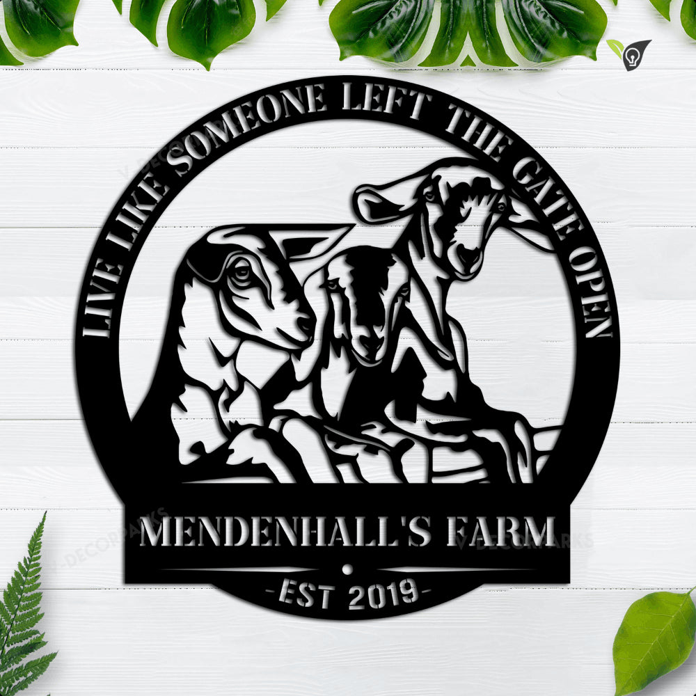 Custom Metal Farm Sign, Metal Barn Sign, Personalized Metal Goat Sign ...