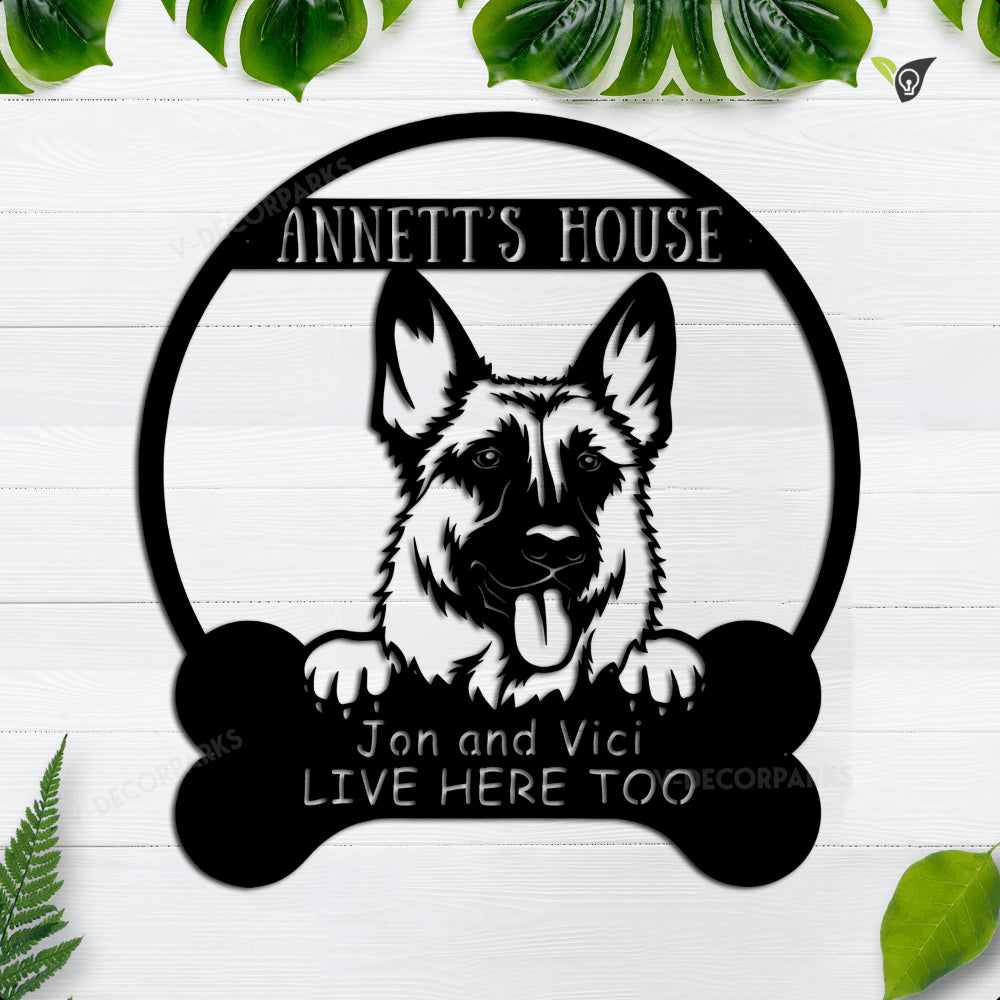 Custom German Shepherd Metal House Sign, Personalized Dog Name Address ...