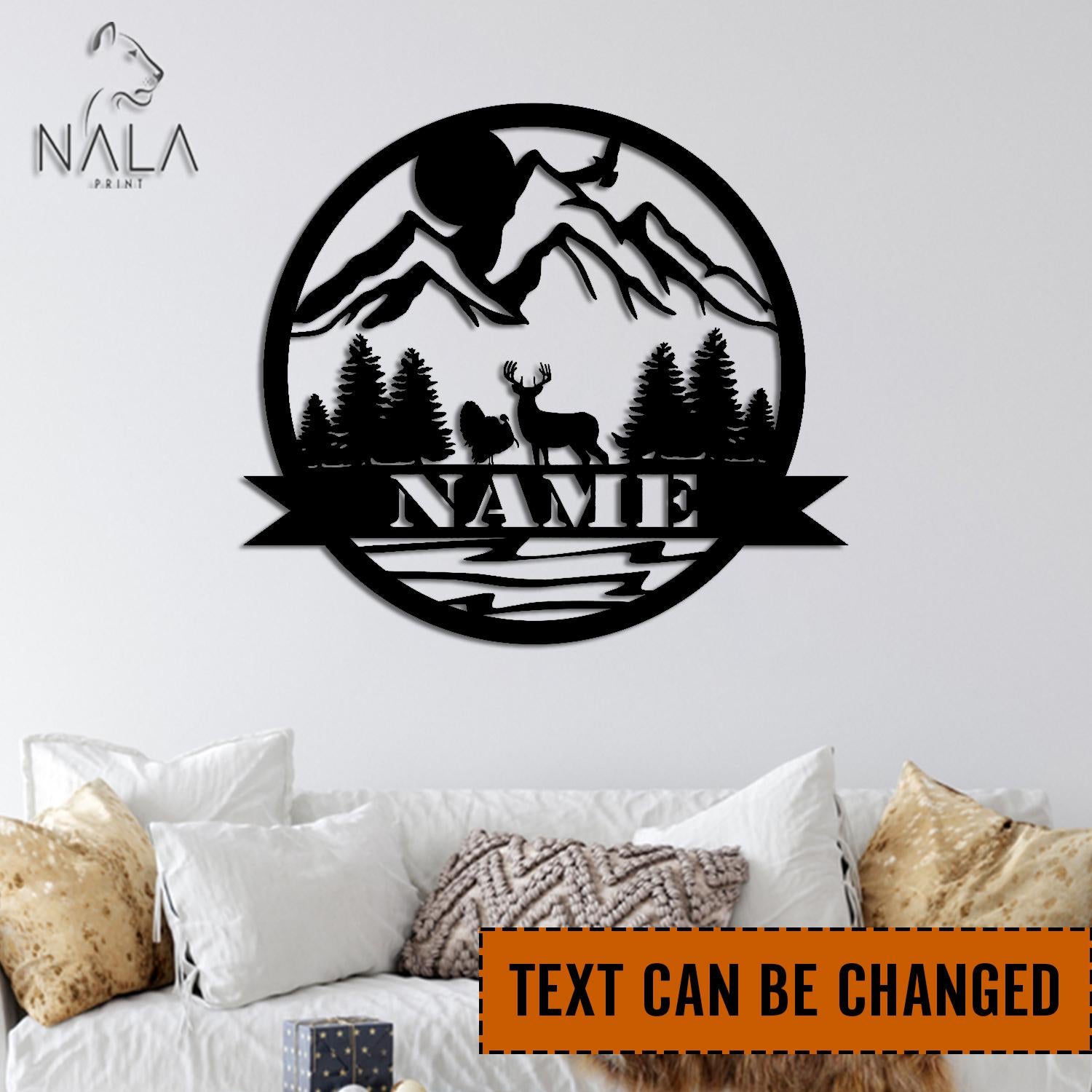 Personalized Deer Turkey Outdoor Scene Monogram Wall Hanging, Wildlife ...