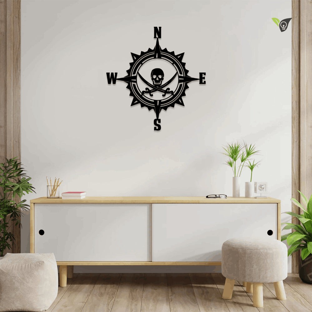 Nautical Compass Metal Sign With Colorful Led Light, Gps Coordinates ...