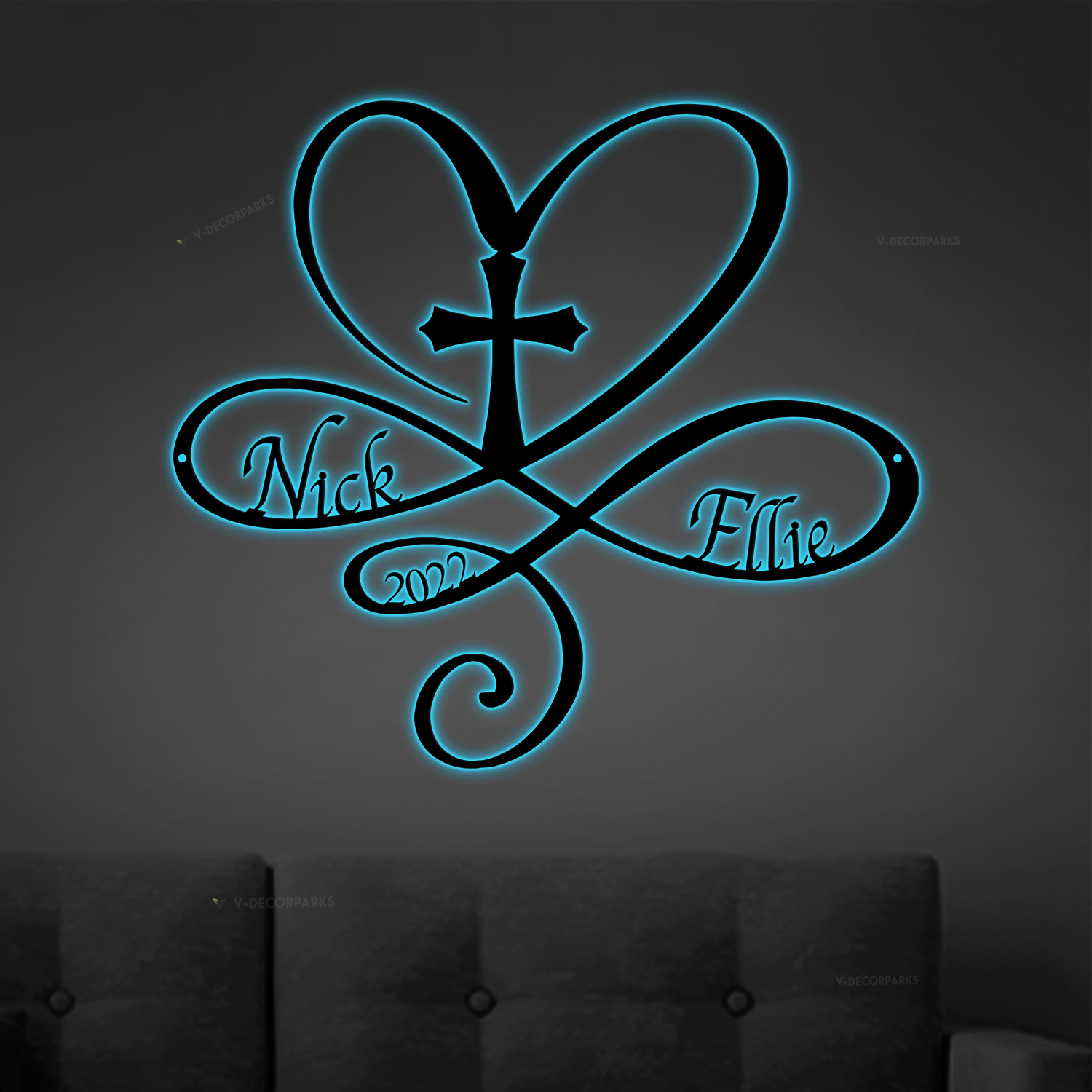 Custom Name Infinity And Jesus Cross Metal Sign With Led Lights ...