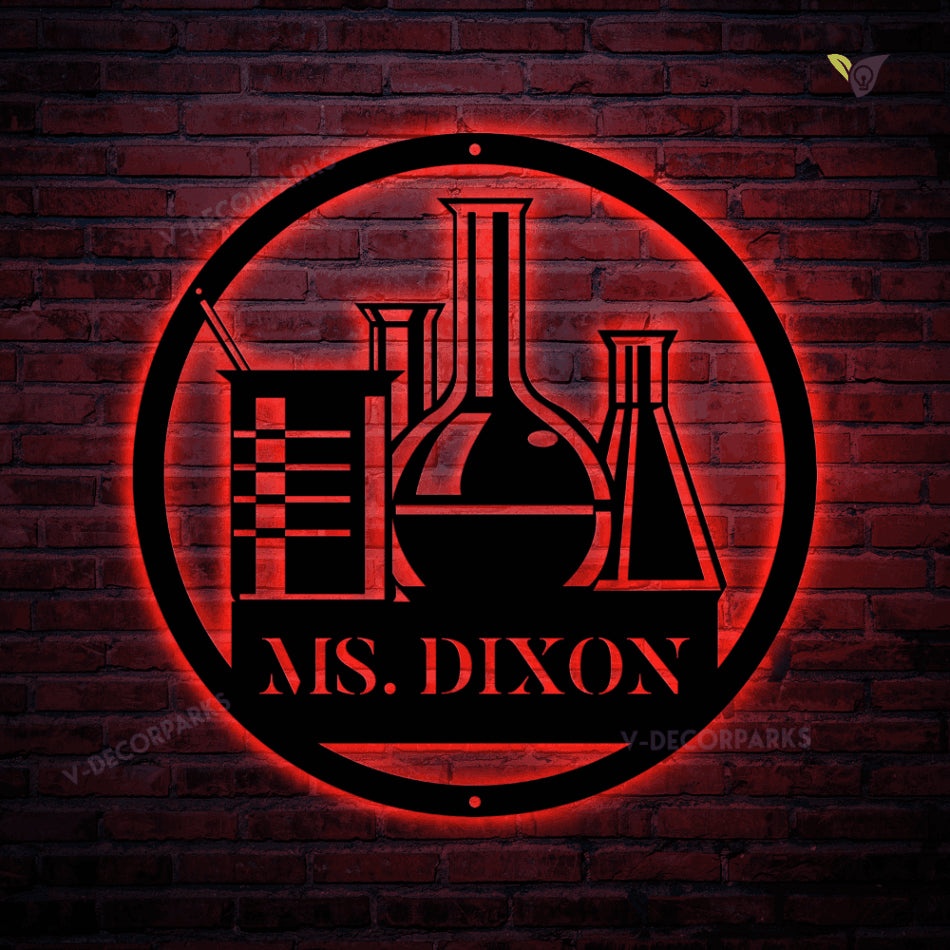 Custom Chemistry Teacher Metal Sign With Colorful Led Light, Chemist ...