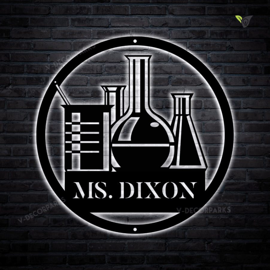 Custom Chemistry Teacher Metal Sign With Colorful Led Light, Chemist ...