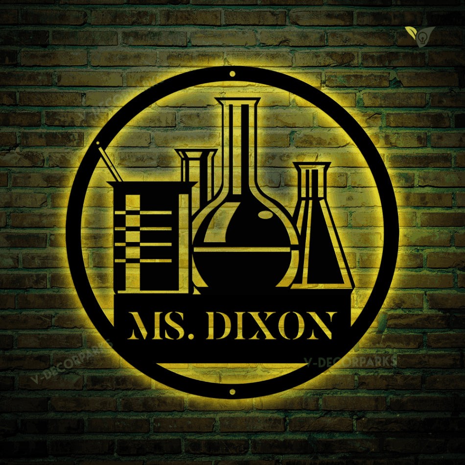 Custom Chemistry Teacher Metal Sign With Colorful Led Light, Chemist ...