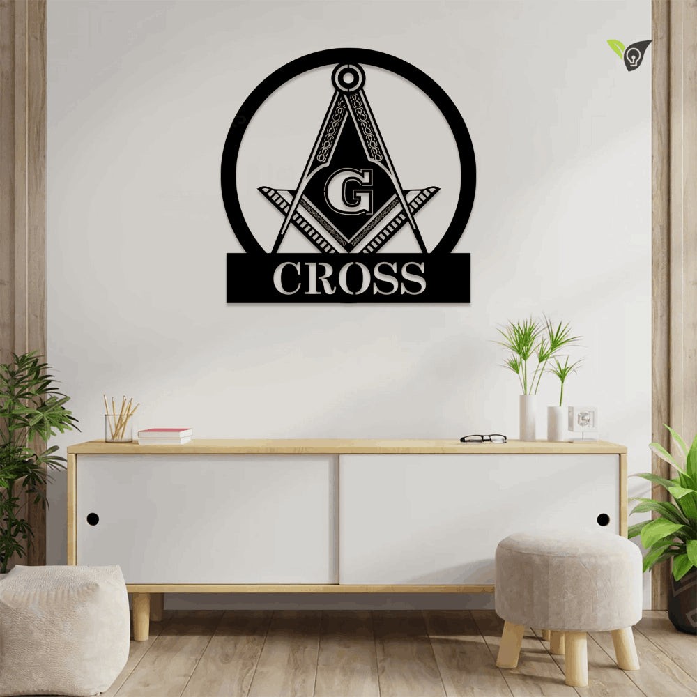 Masonic Logo Metal Sign With Colorful Led Light, Masonic Lodge Decor ...