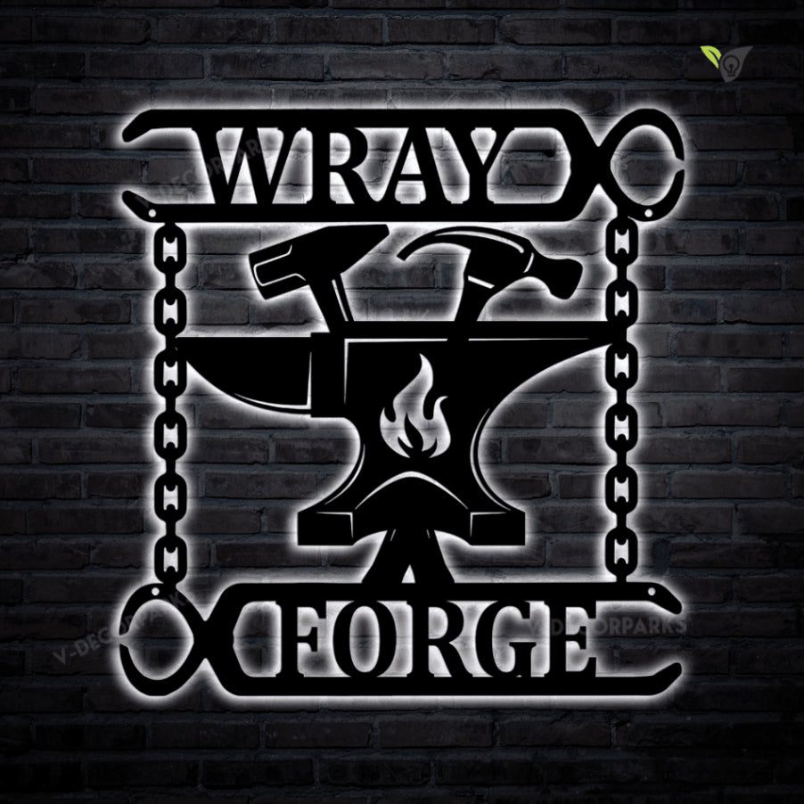 Personalized Name Home Forge Metal Sign With Colorful Led Light, Forge ...