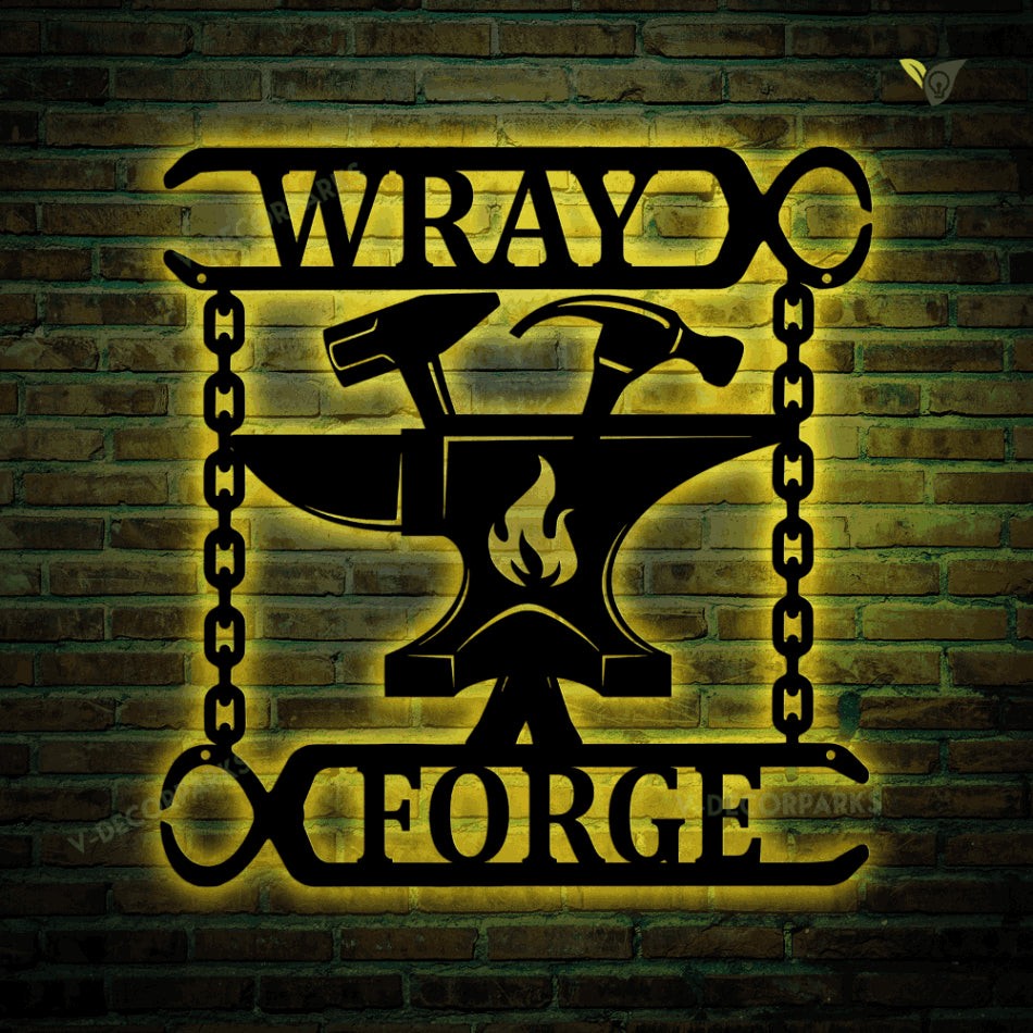 Personalized Name Home Forge Metal Sign With Colorful Led Light, Forge ...