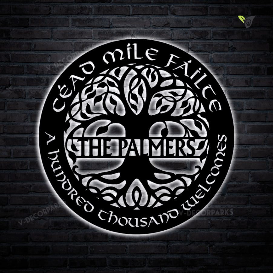 Personalized Tree Of Life With Name Cead Mile Failte Metal Sign With ...