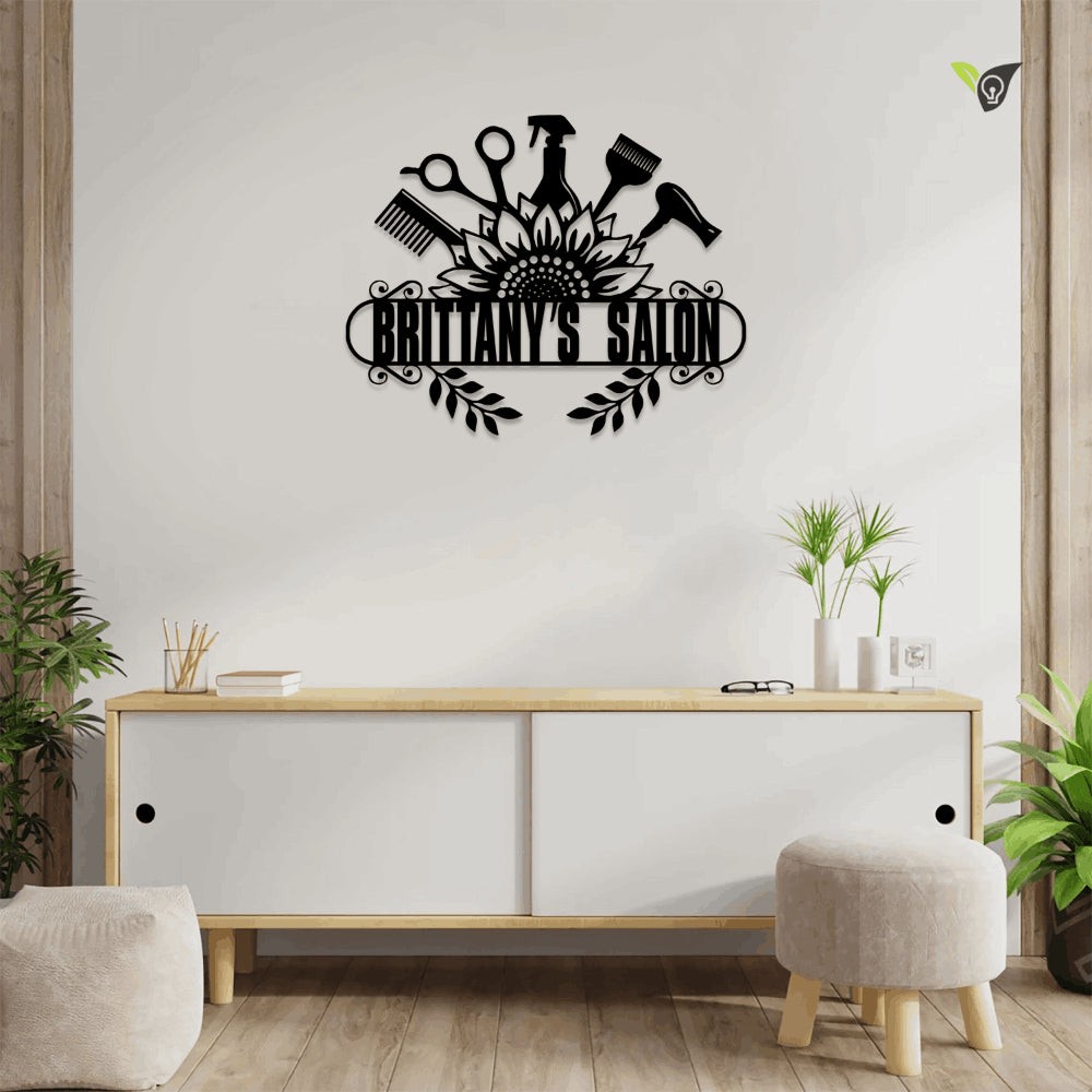 Custom Hair Salon Metal Sign With Colorful Led Light, Hair Salon Metal ...