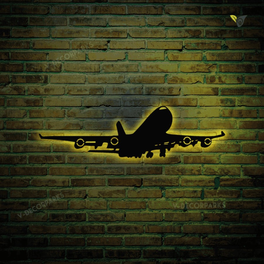 Airplane Metal Sign With Colorful Led Light, Aviation Metal Art ...