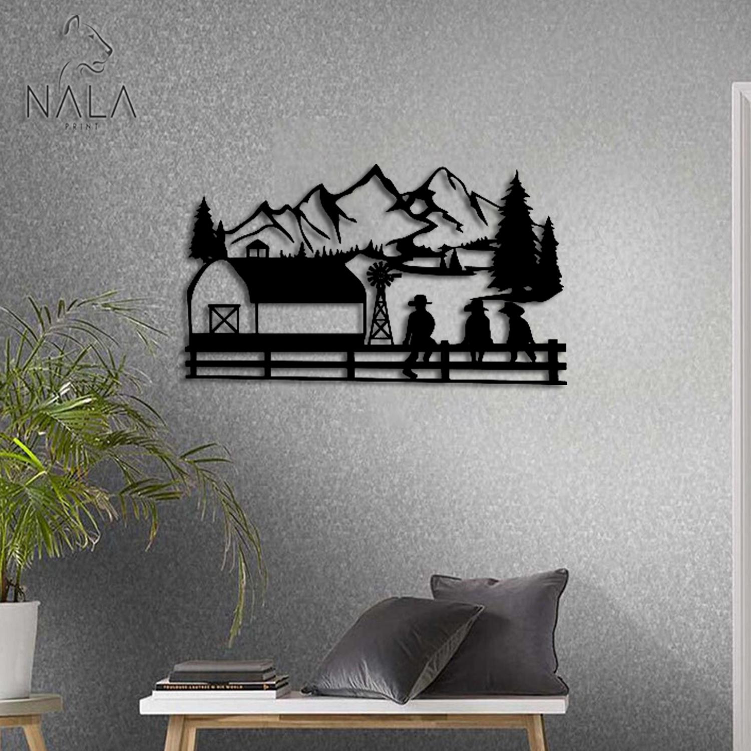 Farmhouse Mountain Metal Sign, Outdoor Wall Hanging Decor, Farmhouse ...