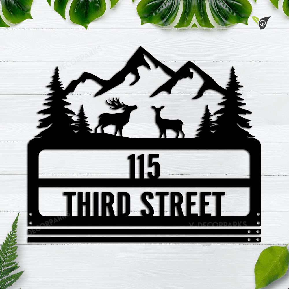 Custom Deer Metal Sign, Metal Deer Wall Art, Mountain And Deer Wall ...