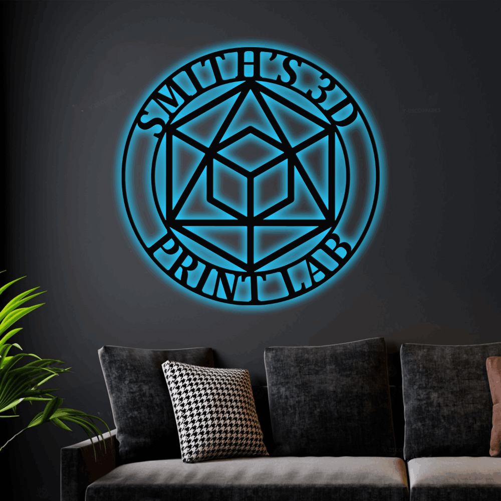 3d Print With Led Lights Sign, Print Lab Sign, 3d Printing Business ...