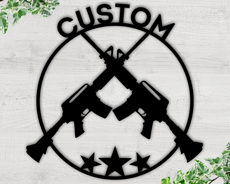 Two Guns Custom Name Metal Sign,metal Monogram Sign, Door Hanger, Metal ...
