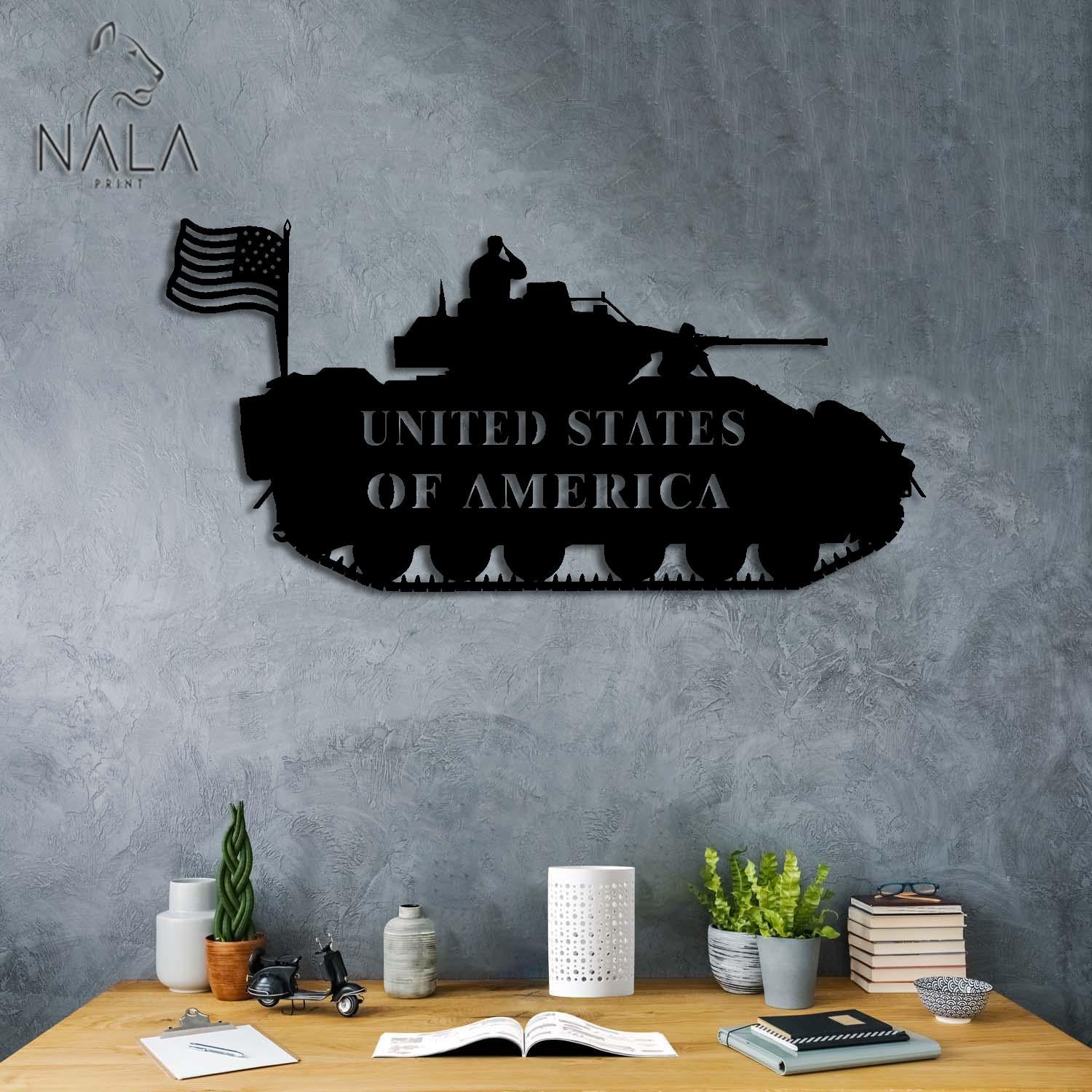 United States Of America Tank Metal Sign, Us Army Veterans Wall Art ...