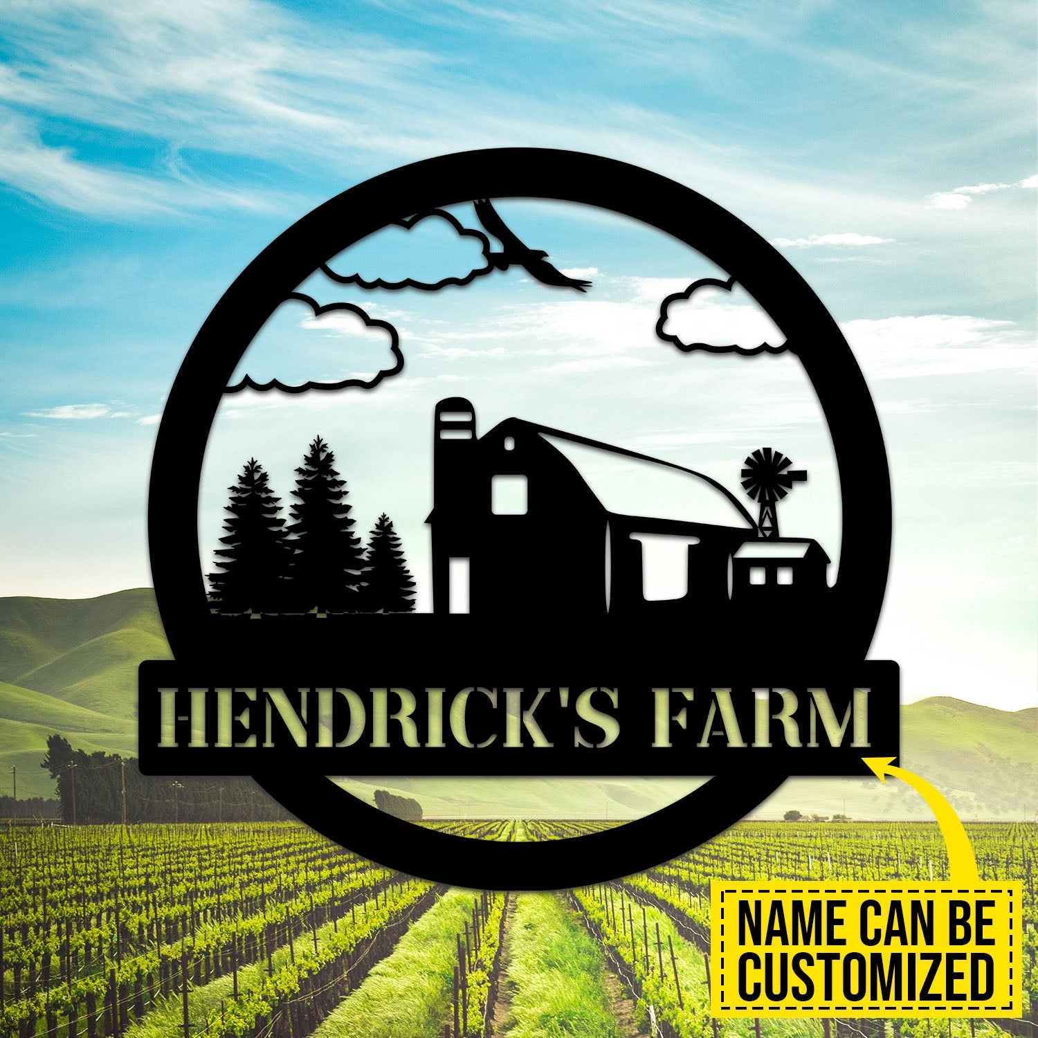 Personalized Name Farm Metal Sign, Custom Family Name Cut Metal Sign ...