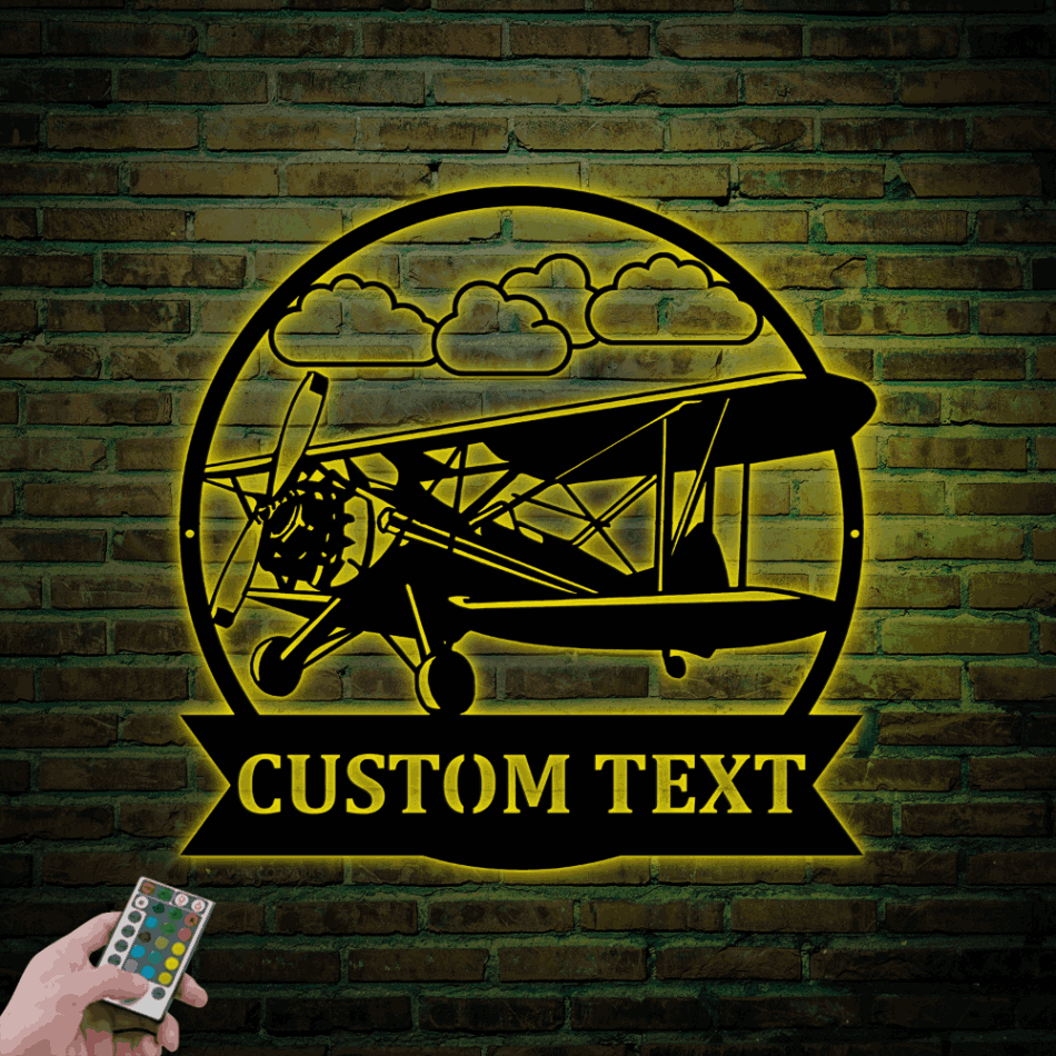 Customized Airplane Hangar Metal Led Sign, Personalized Pilot Name Sign ...