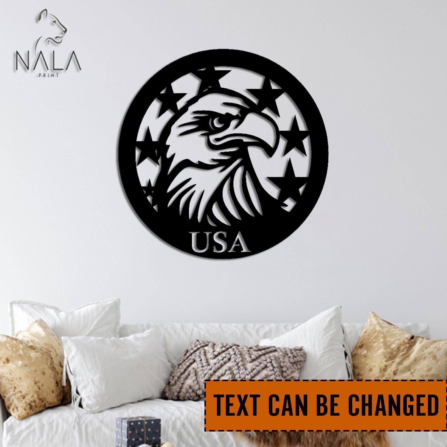 Personalized Usa Bald Eagle Wall Art, American National Symbol Artwork ...