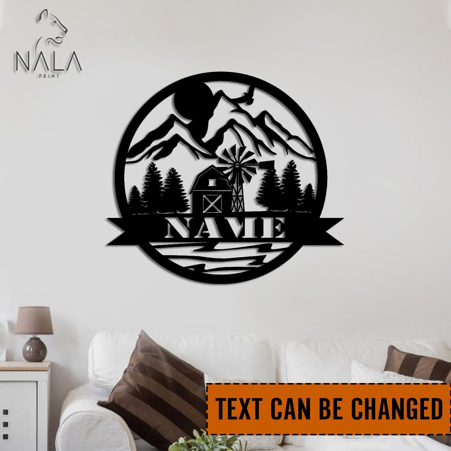 Personalized Farmhouse Outdoor Monogram Wall Decor, Custom Name Metal ...