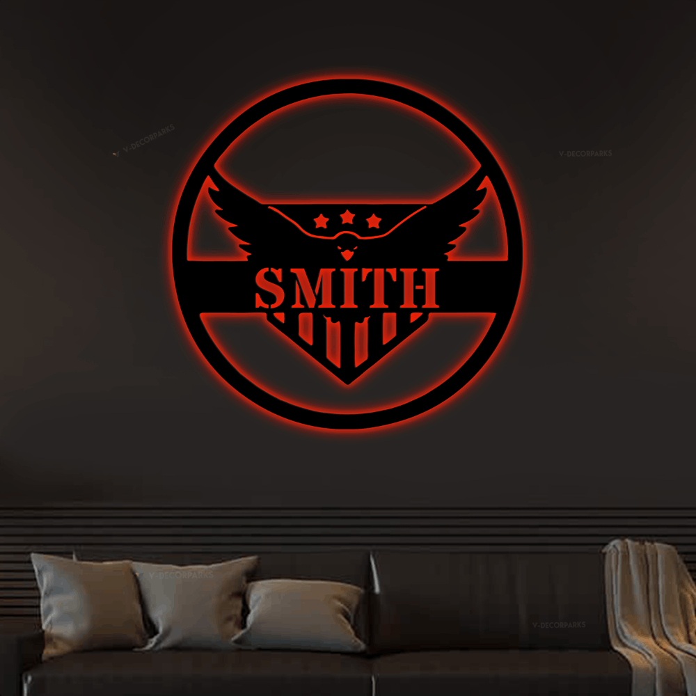 Attacking Eagle Sign Led Lights Monogram Steel Sign Customize Eagle ...