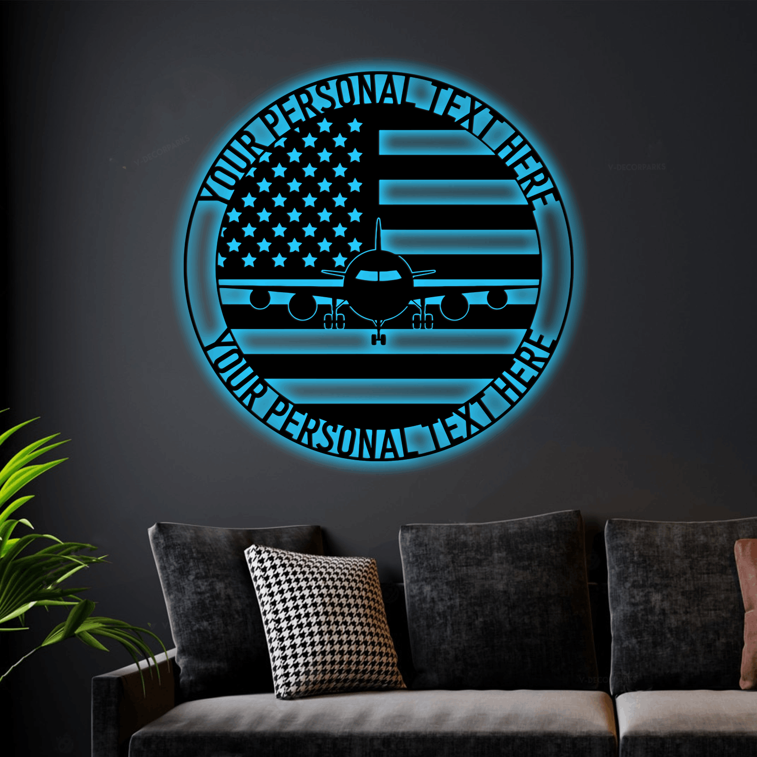 Airplane Boeing 747 Personalized Metal Sign With Led Lights, Custom ...