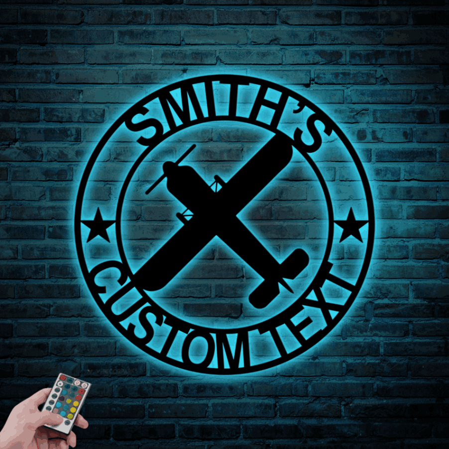 Airplane Hangar Led Lights Sign, Personalized Pilot Name Sign, Custom ...