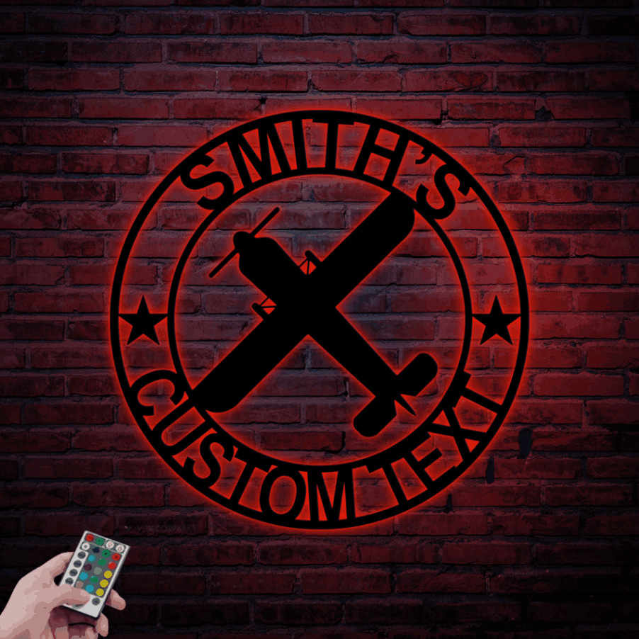 Airplane Hangar Led Lights Sign, Personalized Pilot Name Sign, Custom ...