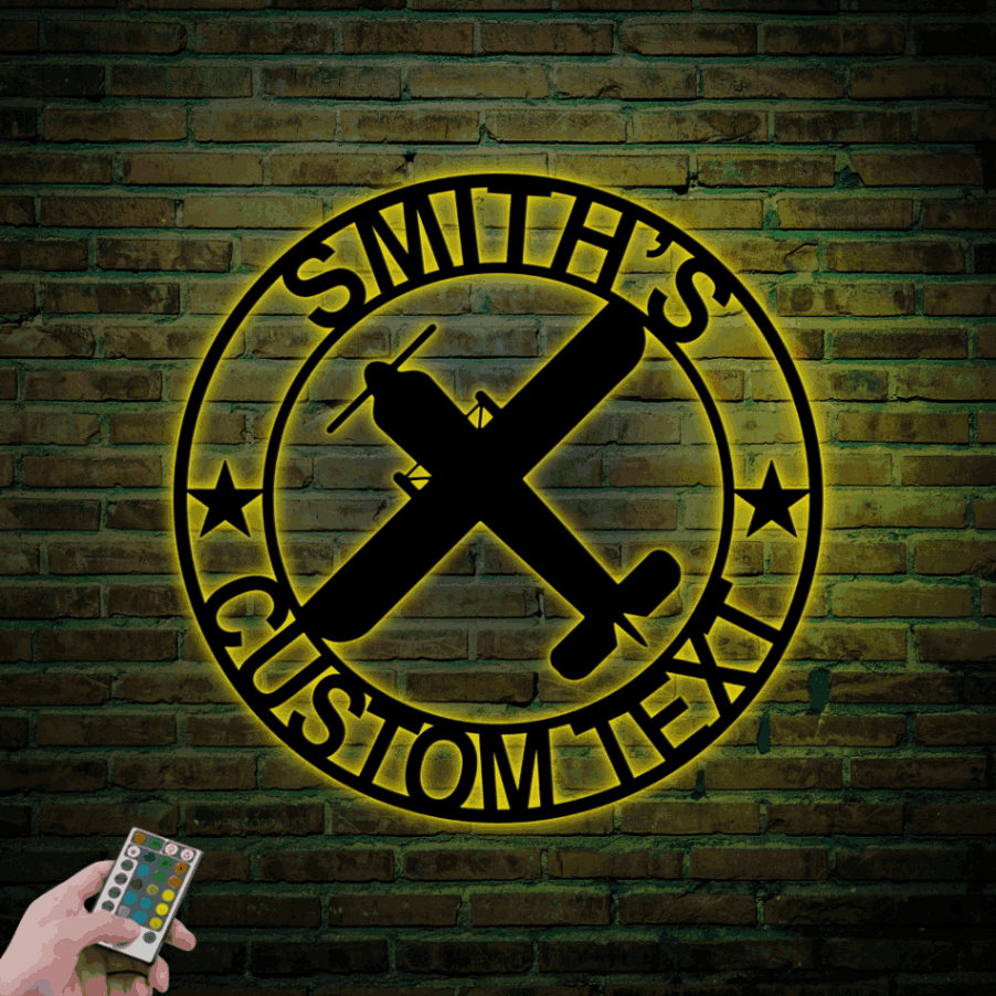 Airplane Hangar Led Lights Sign, Personalized Pilot Name Sign, Custom ...