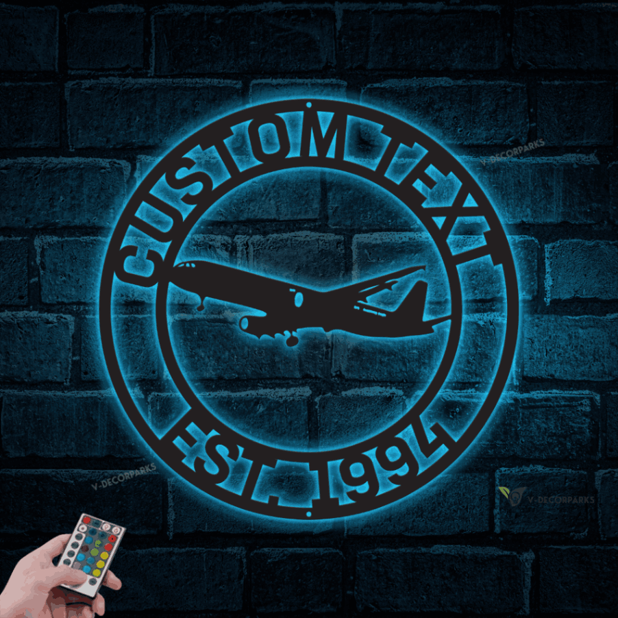 Airplane Metal Sign With Led Lights, Airplane Signs, Fathers Day Gift ...
