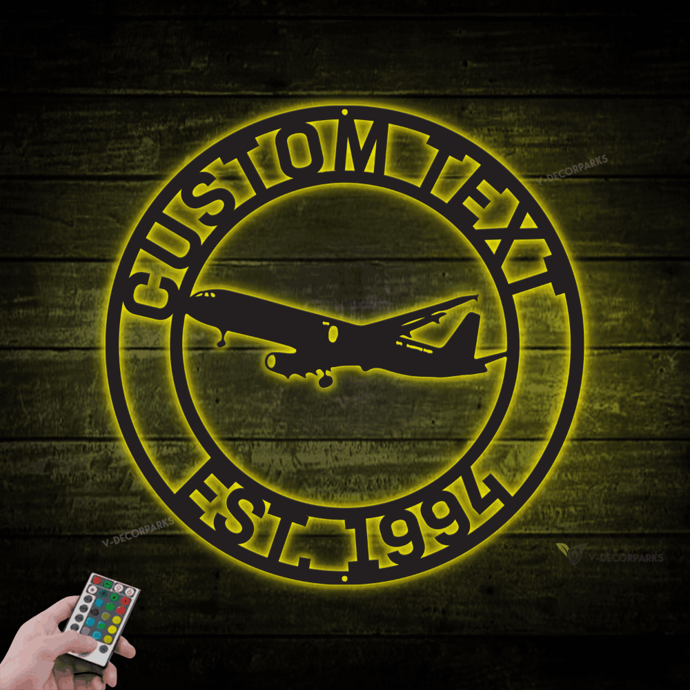 Airplane Metal Sign With Led Lights, Airplane Signs, Fathers Day Gift ...