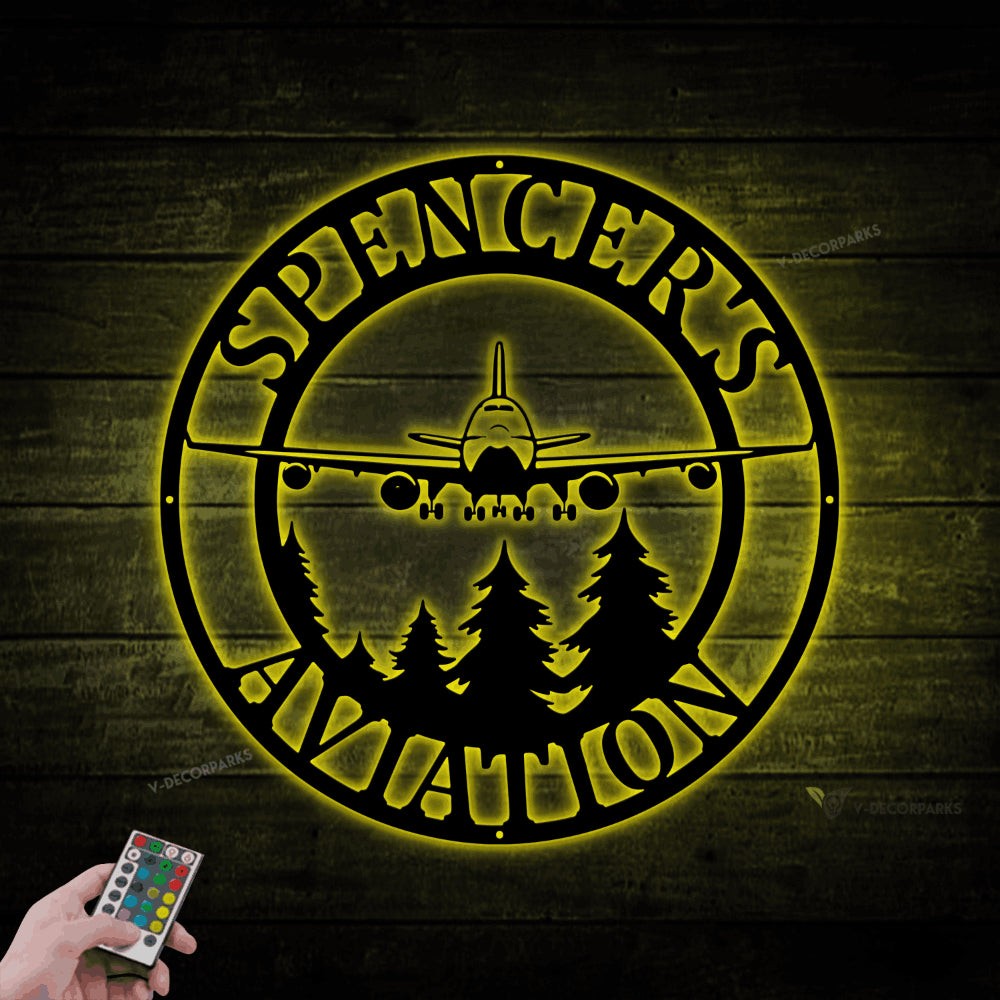 Airplane Monogram With Led Lights, Pilot Gifts, Personalized Aviation ...