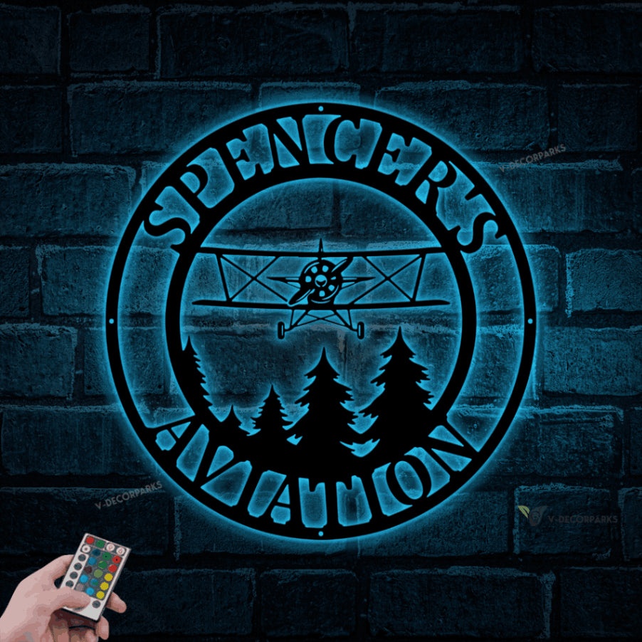 Airplane Monogram, Pilot Gifts Led Lights, Personalized Aviation Signs ...