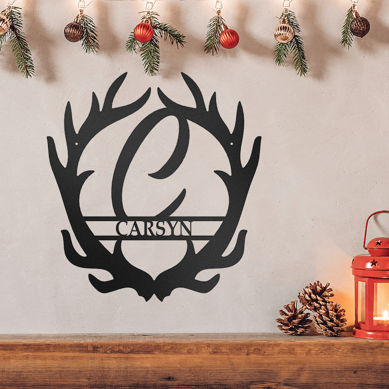 Monogram - Antler (name) Custom Name Metal Sign, Personalized Name Cut ...