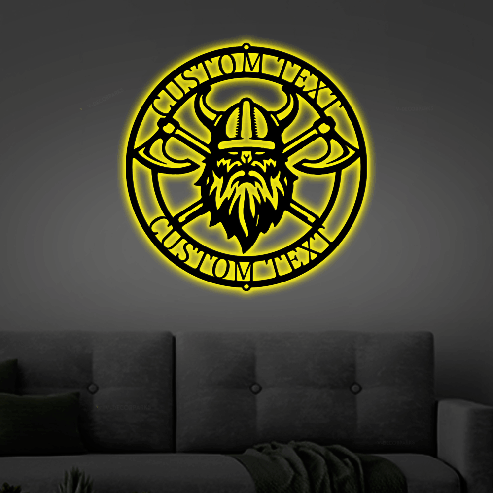 Battle Axe With Led Lights Sign Monogram Steel Sign, Personalized ...