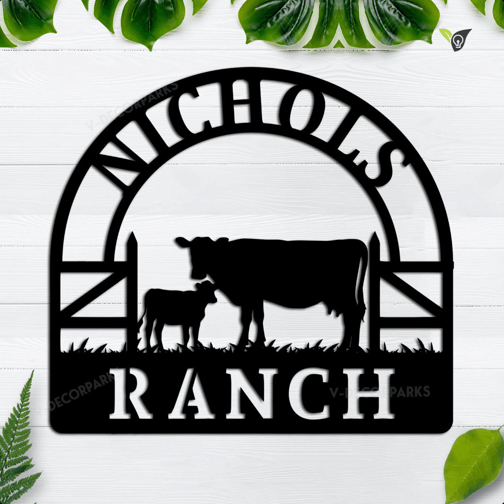 Custom Mama Cow And Calf Metal Sign, Cow Ranch Sign, Farmhouse Sign ...