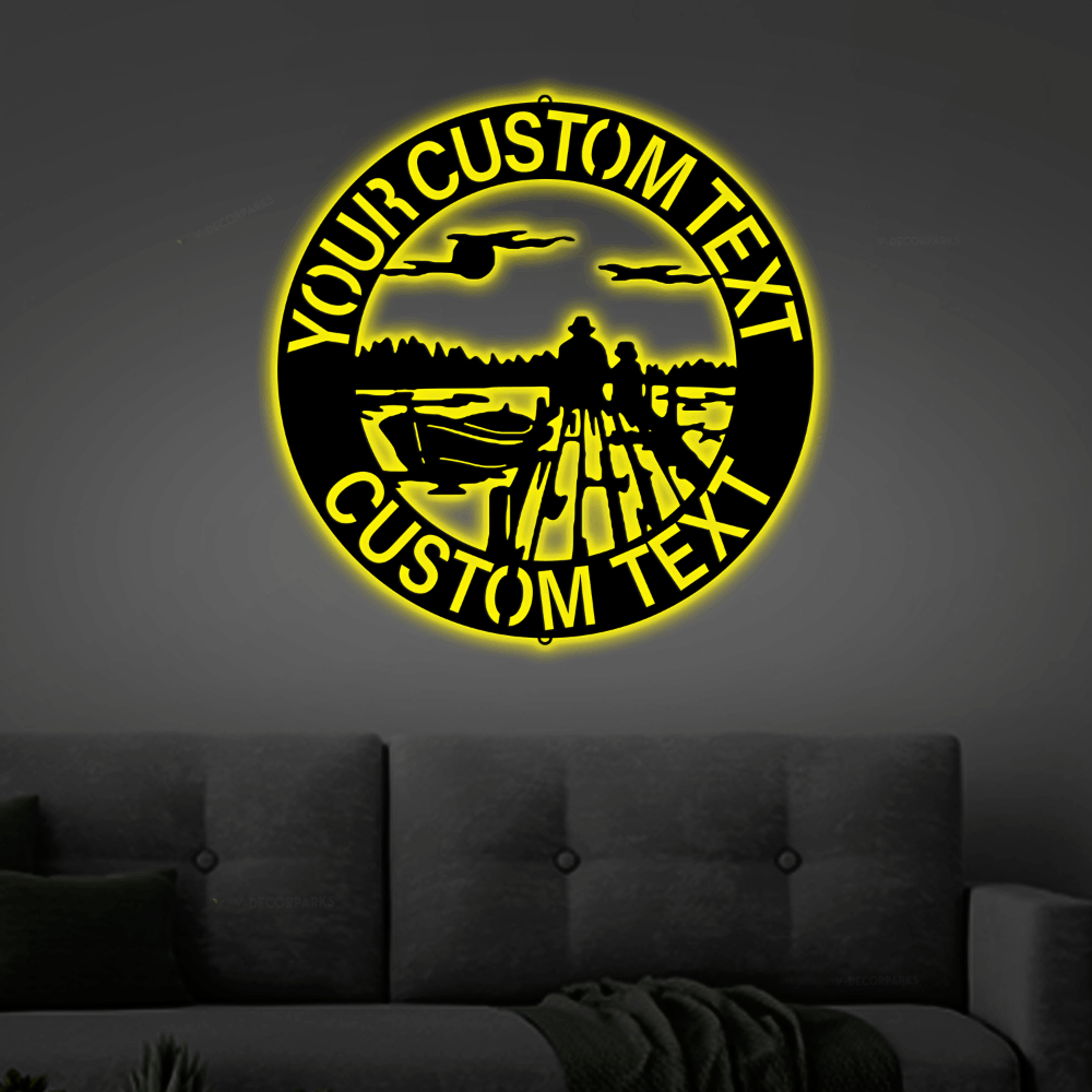 Bonding Family With Led Lights Sign Monogram Steel Sign, Personalized ...