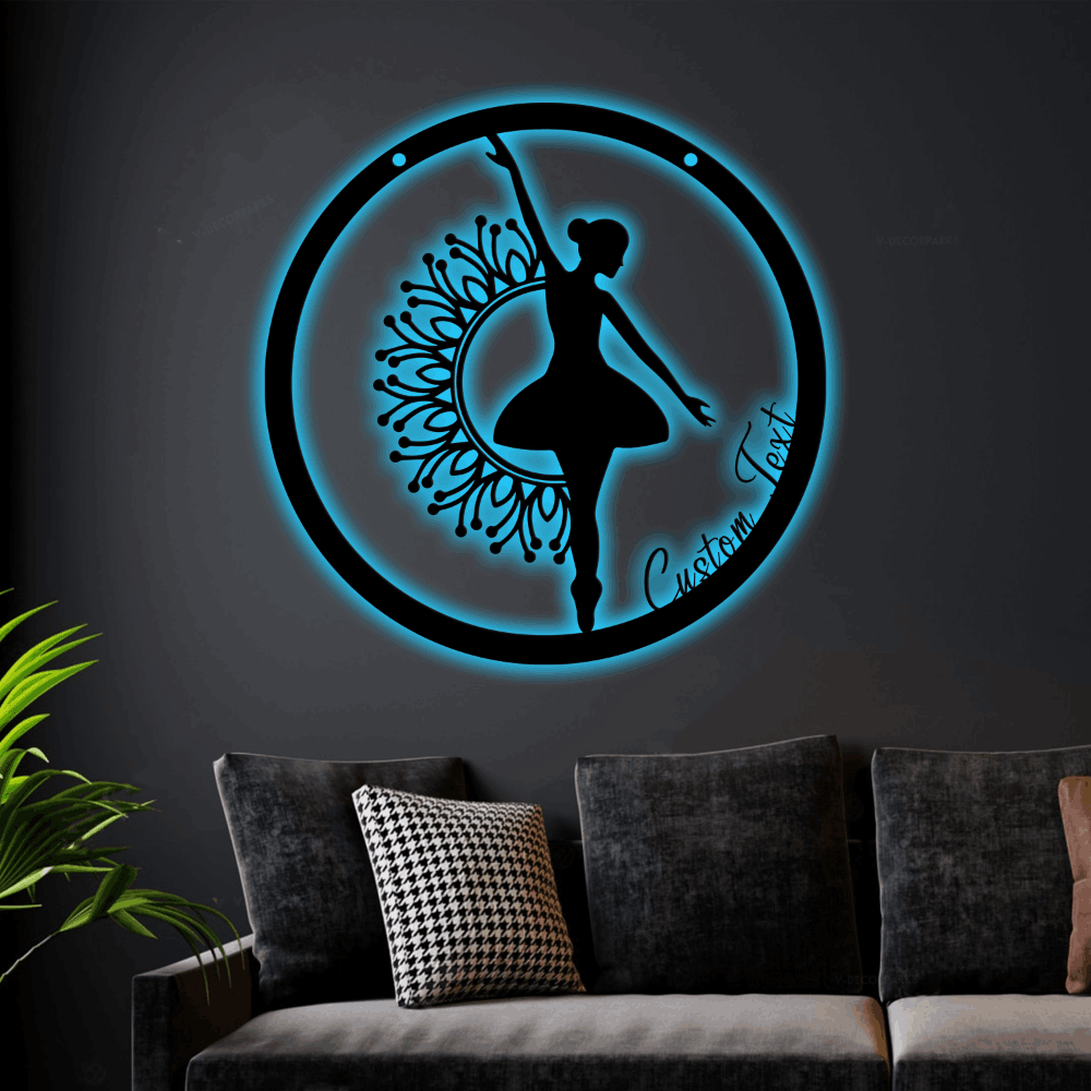 Ballerina Personalized Led Lights Metal Sign, Custom Name Wall Art ...