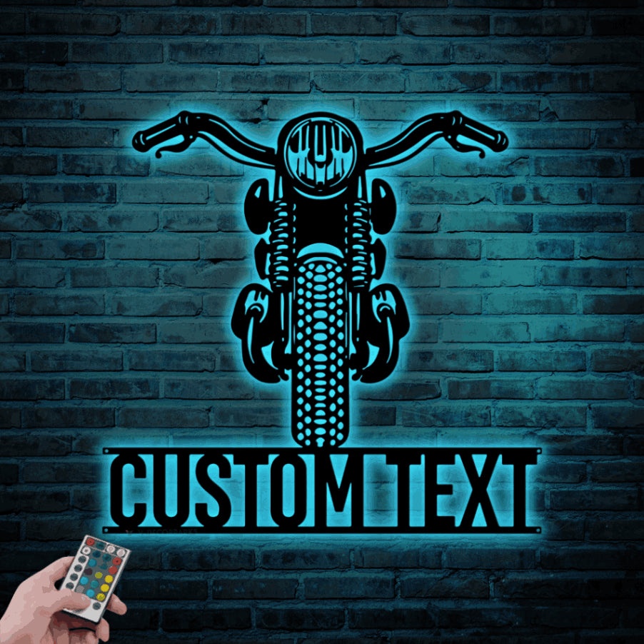 Biker Metal Wall Decor With Led Lights, Chopper Sign, Personalized ...
