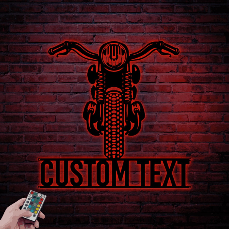 Biker Metal Wall Decor With Led Lights, Chopper Sign, Personalized ...