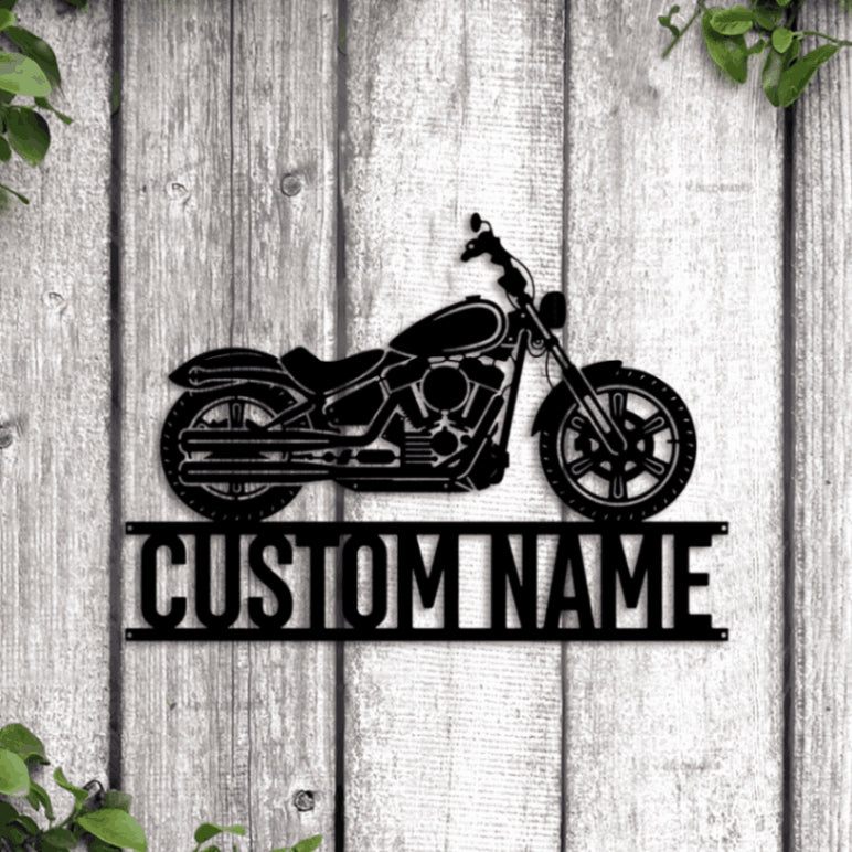 Biker Metal Wall Decor With Led Lights, Chopper Sign Gift, Personalized ...