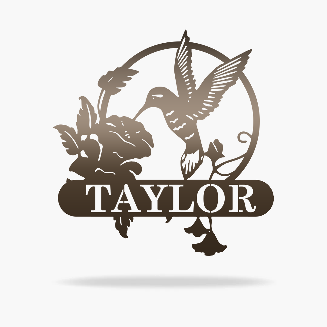 Hummingbird Monogram, Cut Metal Sign | Nalaprint