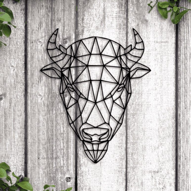 Bison Buffalo Metal Wall Art With Led Lights, Geometric Buffalo Sign ...