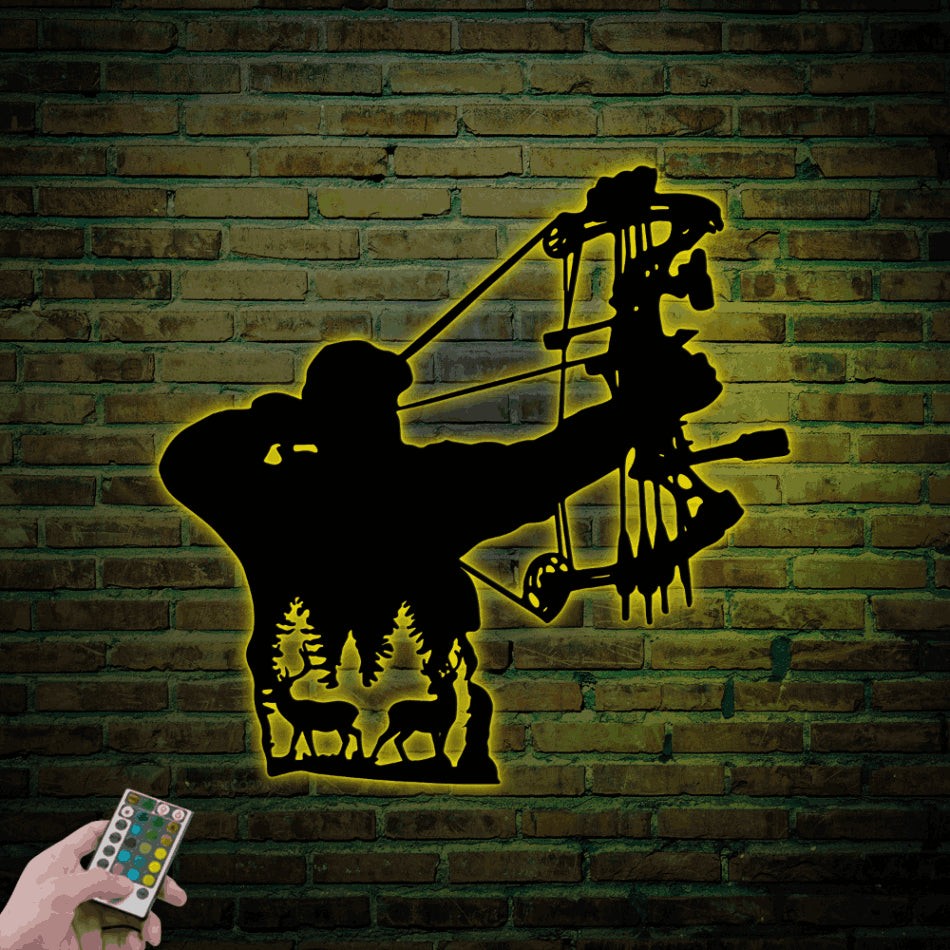 Bow Hunting Metal Wall Art With Led Lights, Bow Hunting Sign, Hunting ...