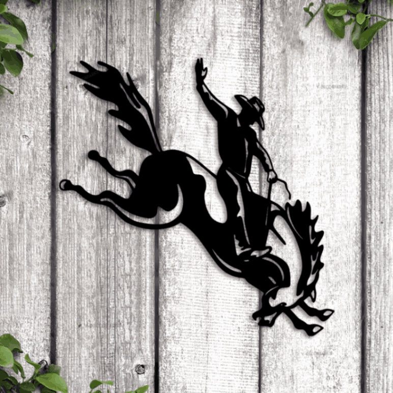 Bucking Bronco Metal Sign With Led Lights, Cowboy Bronco Sign, Western ...