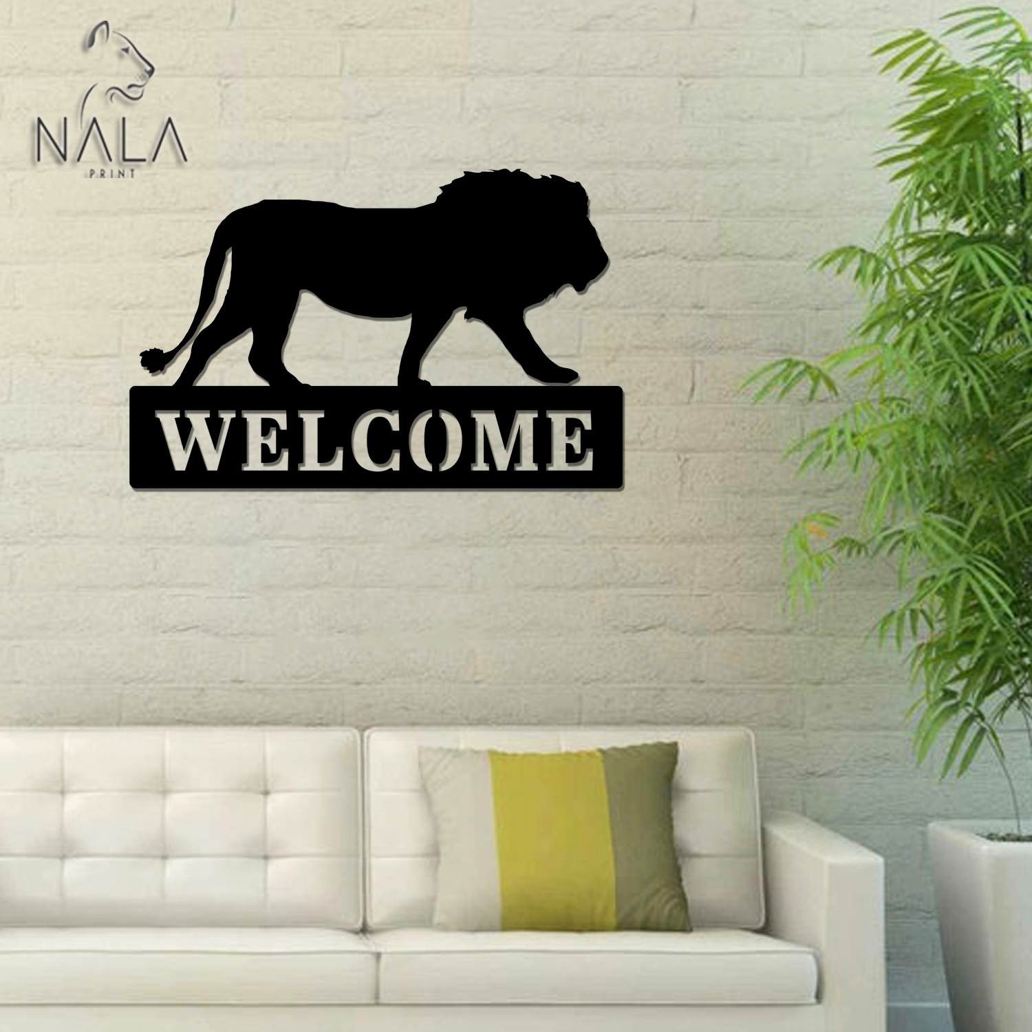 Lion Welcome Metal Sign, Lion Wall Art Decor, Wild Animal Wall Hanging ...